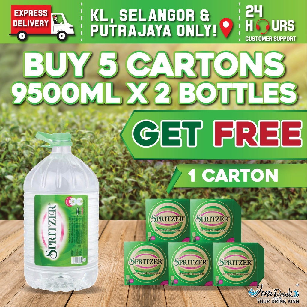 BUNDLE OF 5 CARTONS : SPRITZER MINERAL WATER 9500ML x 2 BOTTLES | Shopee Malaysia