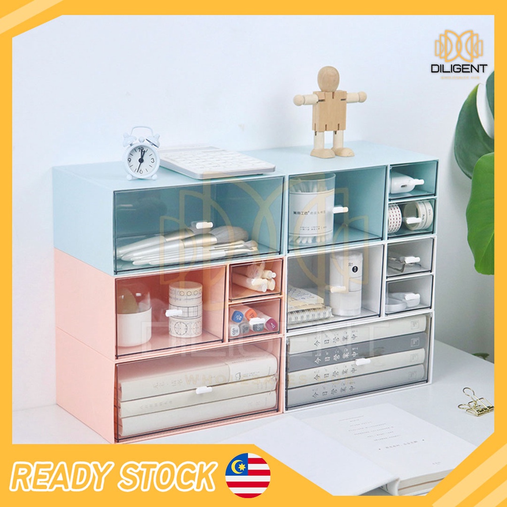 【D173 READY STOCK】Stackable Drawer Storage Box Desktop Cosmetic ...