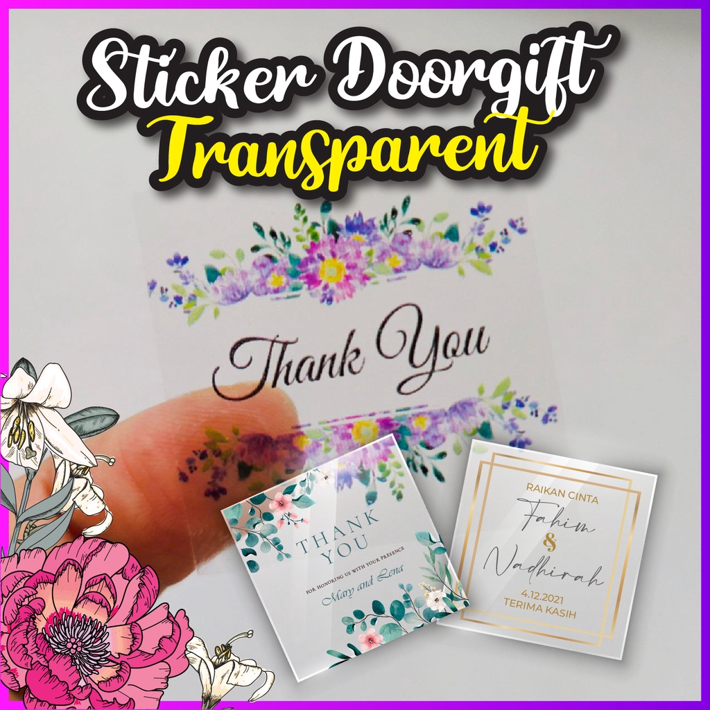 100pcs Sticker Doorgift Transparent Kalis Air , Sticker Kahwin ...