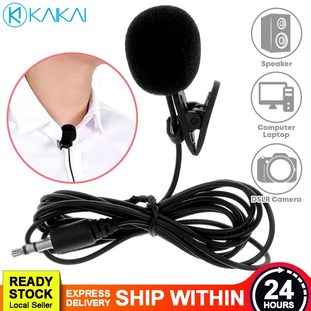 🔥PROMO🔥 3.5mm Mini Microphone Jack Clip-on Lapel Mini Mic For PC Laptop ...