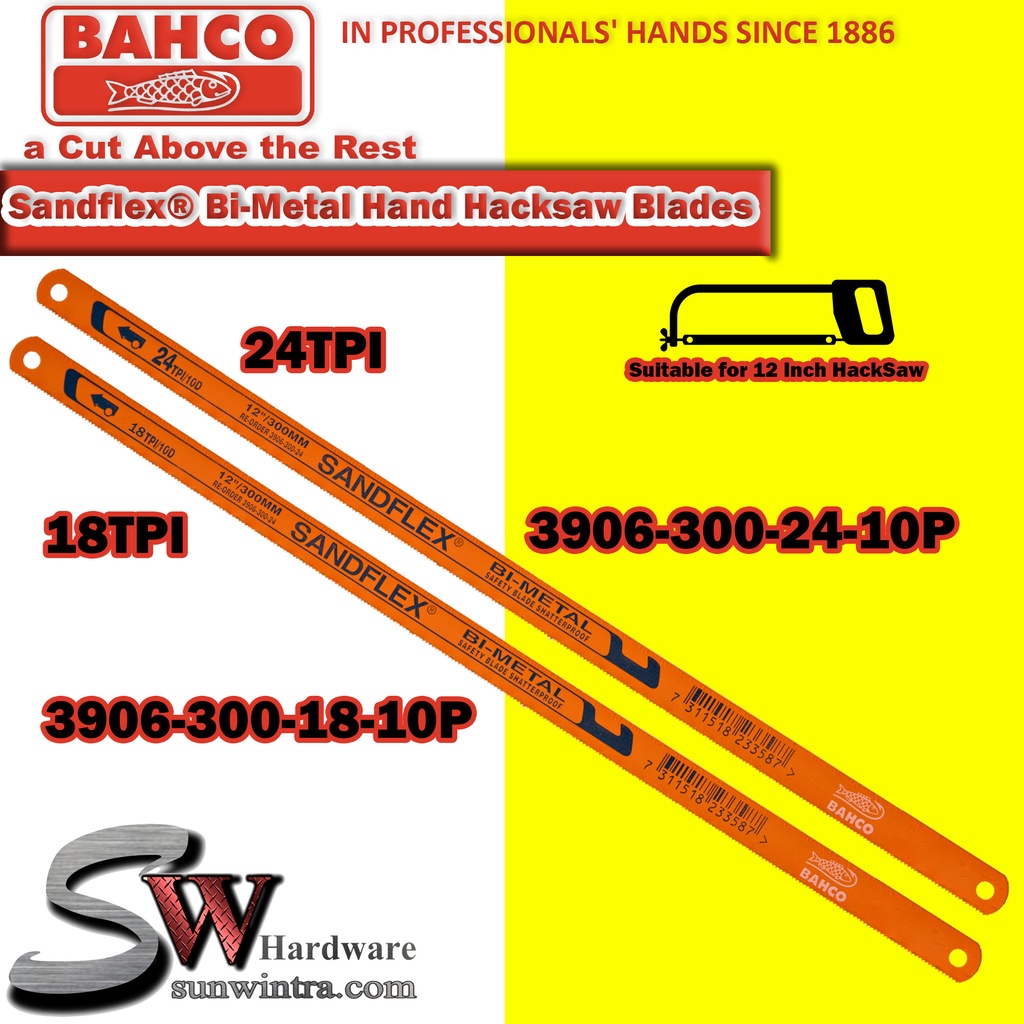 [100% Original] Bahco 18TPI / 24TPI 8D/10D New Sandflex BI-Metal Hack ...
