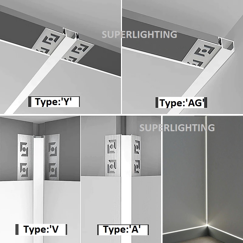 LED recessed led aluminum profile trim strip profile inner outer corner ...