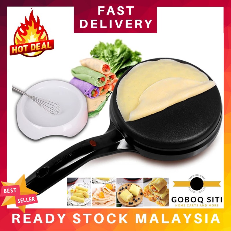 Kuali Leper Pancake Lempeng Roti Jala Electric Crepe Maker Baking Pan ...