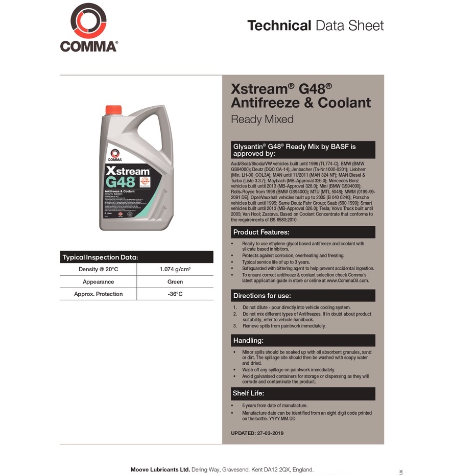 Comma XStream G48 Antifreezes & Coolants Ready Mix (5L) | Shopee Malaysia