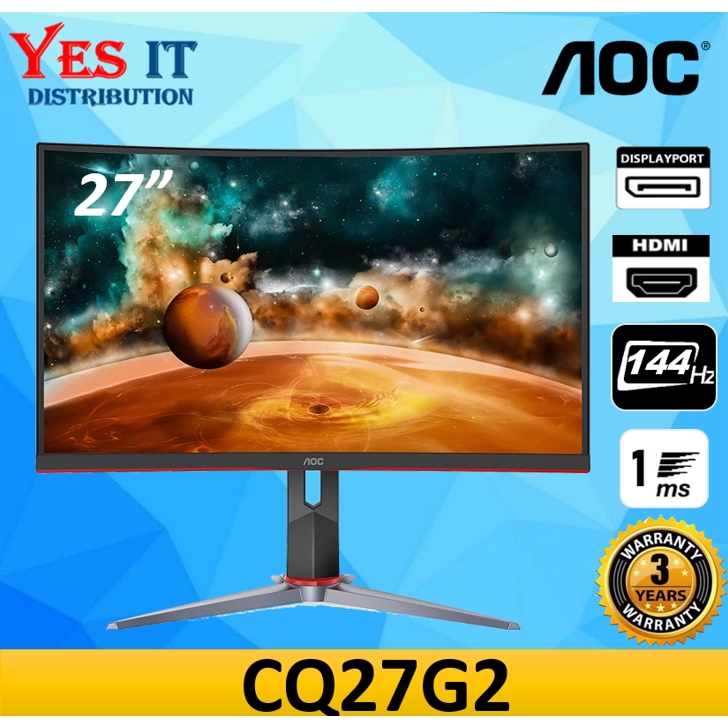 Aoc cq27g2 27 " 144hz 1ms curve qhd adaptive sync gaming monitor | BeeCost
