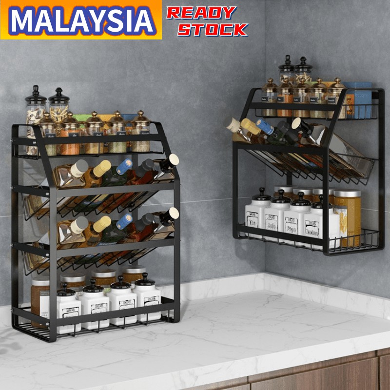 Kitchen Spice Rack Rak Dapur Rak Rempah Stainless Steel Seasoning ...