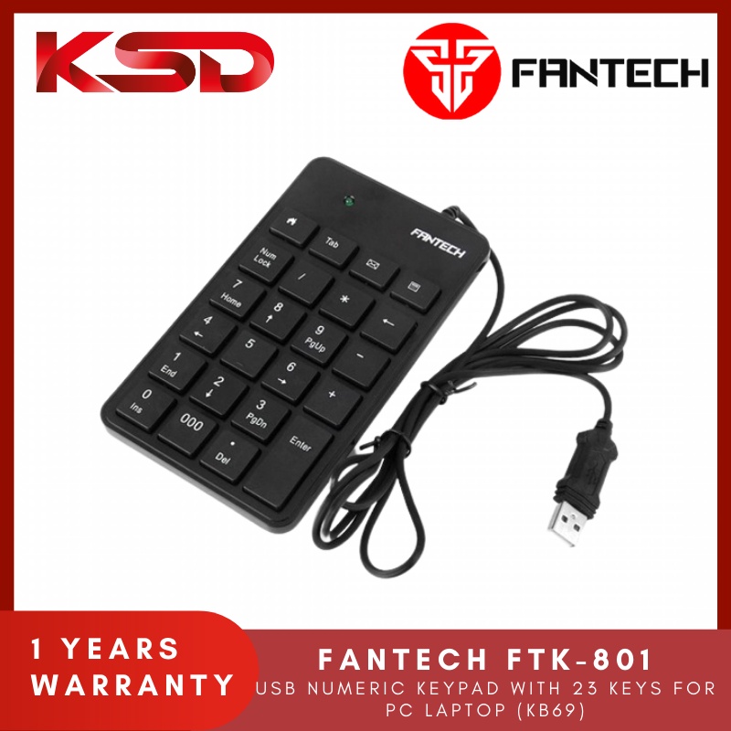 FANTECH FTK-801 USB NUMERIC KEYPAD WITH 23 KEYS FOR PC LAPTOP (KB69 ...