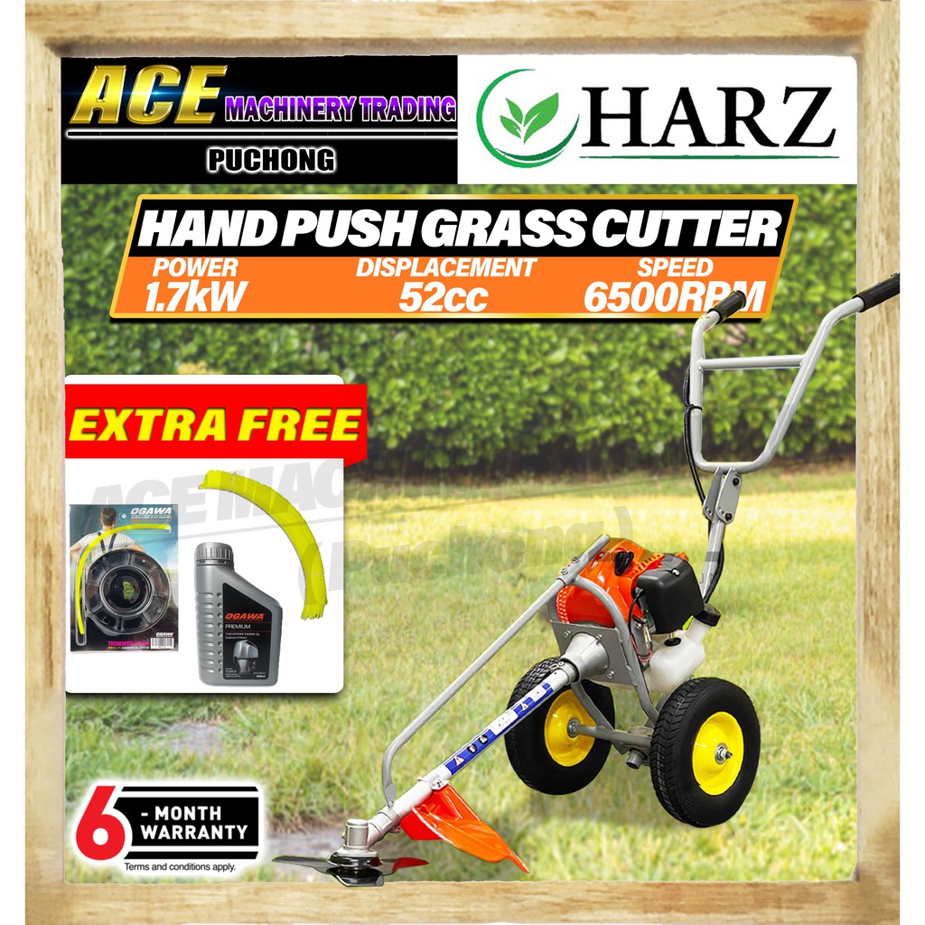 HARZ Hand Push Brush Cutter With Wheel Petrol Type Hand Push Shaft ...