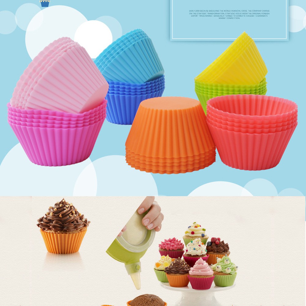 1/6/12PCS Silicone Muffin Cake Cups Kitchen Baking Tool Cupcakes and ...