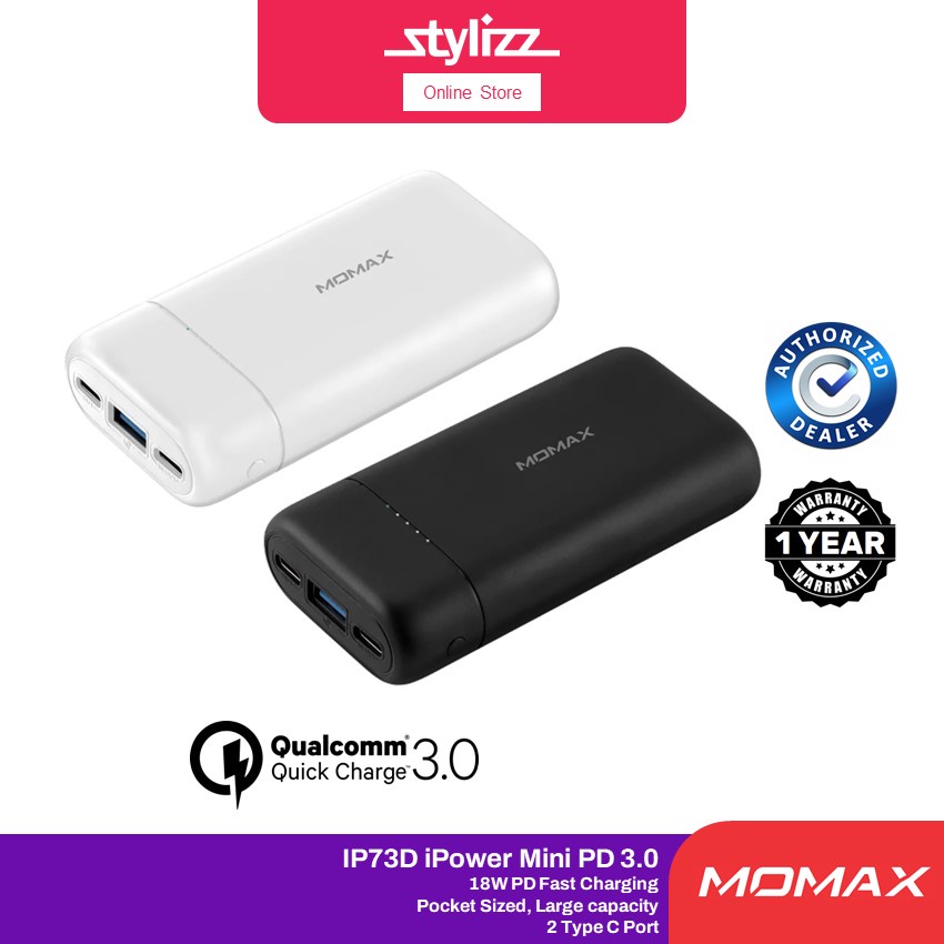Momax IP73D iPower Mini PD 3.0 Power Bank (10000mAh) 18W PD Charge ...