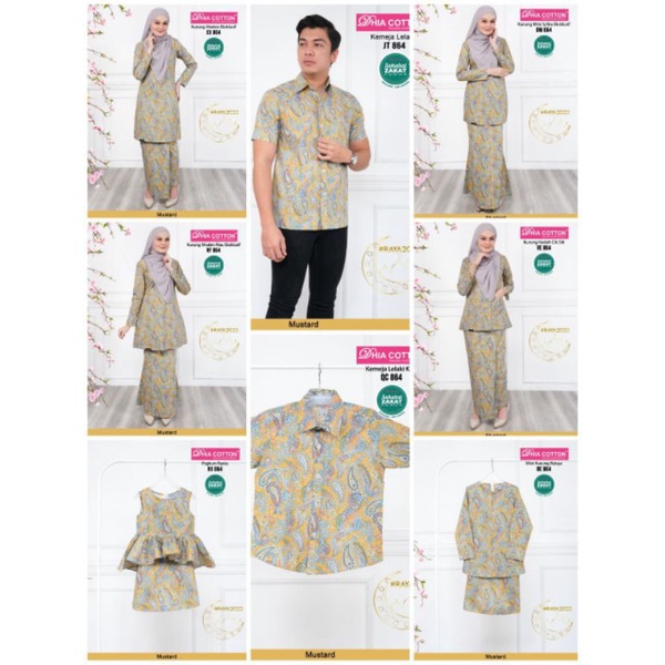 Baju Raya 2022 Set Sedondon Family KOD 864 Color Mustard by Dhia Cotton ...