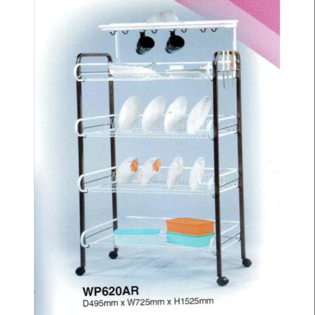 5-Layer Kitchen Rack With Lockable/Metal Shelf/Dishes Rack /Cutlery ...