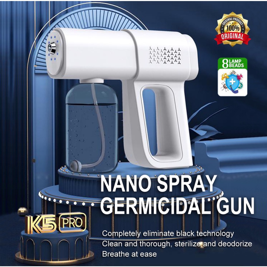 K5 / K5 PRO Wireless Nano 8 Blue Light Atomizer Sanitizer Spray Gun / Face Shield Mask Fog ...