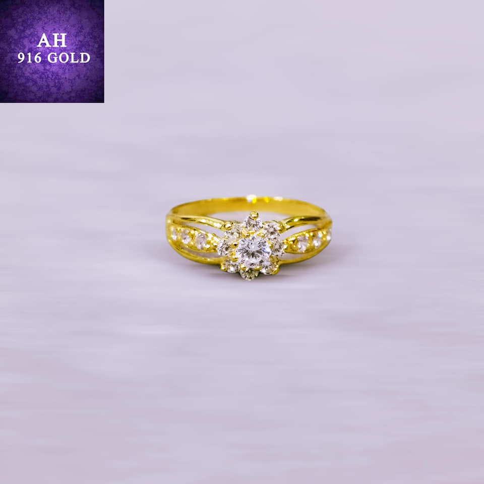 Cincin Tunang Emas 916 Size 16/Merisik/Kahwini/Nikah/Engagement Ring ...