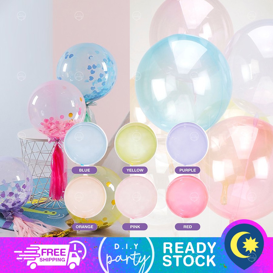 21 Color Transparent Bubble Balloon Clear BoBo Belon Birthday Colour ...