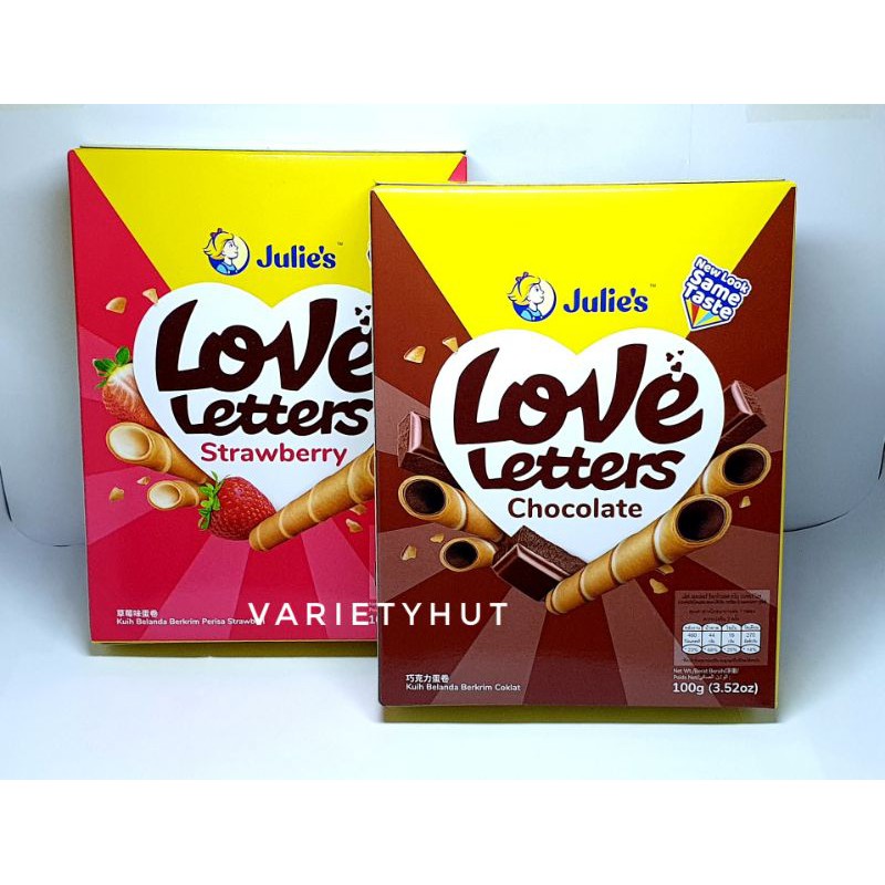 Julie's Love Letter (100g per box) 2 Flavours! Classic Wafer Rolls ...