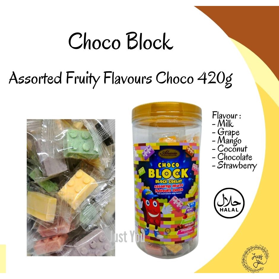 [Clearance] Alessio Choco Block (Assorted Fruity Flavour) (420g)[Halal] 水果味巧克力砖 (Exp : 30 Nov ...