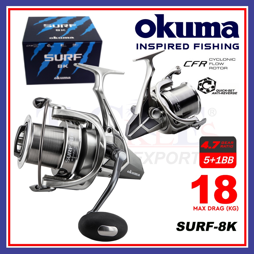 18 Kg Max Drag Okuma Surf Spinning Reel - Surf 8K Mesin Pantai Surf ...
