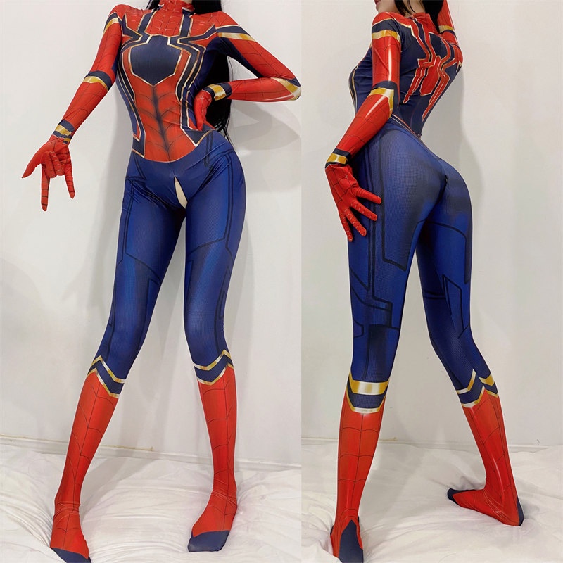 Cosplay Spiderman Sexy Erotic Lingerie Zentai Suit Woman Jumpsuit Hero Zentai Costume Red Black ...