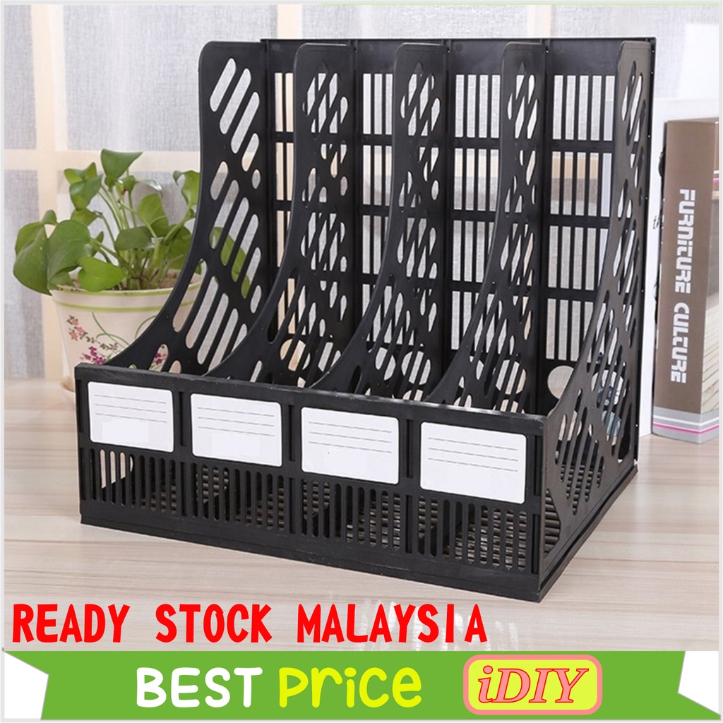 Rak Fail Plastik Desktop Storage File Rack Document Holder Vertical ...