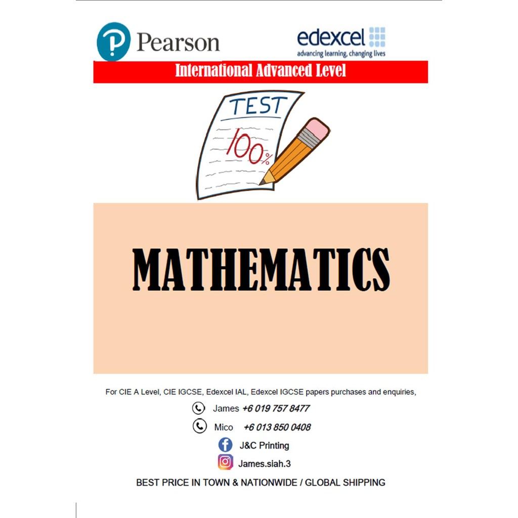 PEARSON EDEXCEL A Level (IAL) PAST PAPERS MATHEMATICS (P1, P2, P3, P4 ... PEARSON EDEXCEL A Level (IAL) PAST PAPERS MATHEMATICS (P1, P2, P3, P4 ...