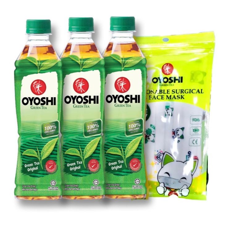 [TKM] 380ml (x3) Oyoshi Green Tea (FREE pack of 3pc OYOSHI Disposable ...