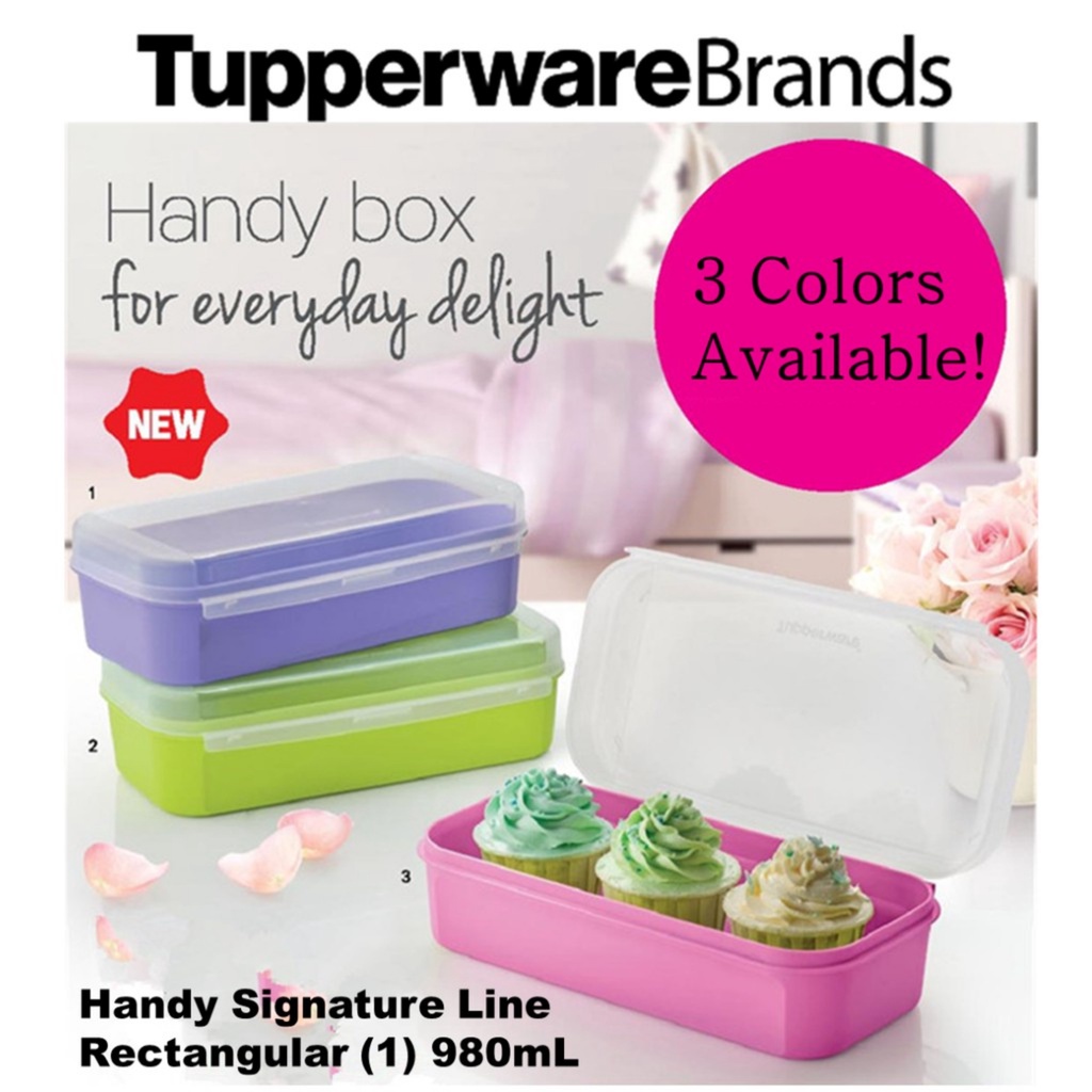 8 jns: Tupperware Handy Signature Line Rectangular 980ml/450ml Mini ...