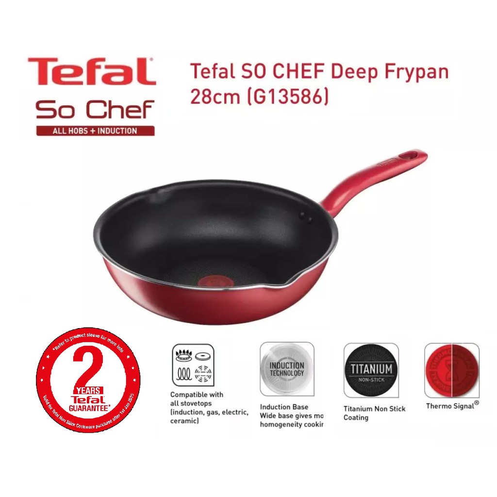 Tefal 28cm Non-Stick Deep Frypan (NEW MODEL SUITABLE ALL COOKER) | Shopee Malaysia
