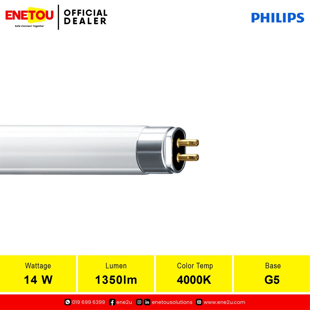 [1SL /40PCS] PHILIPS TL5 ESSENTIAL 14W/840 4000K COOL WHITE | Shopee ...