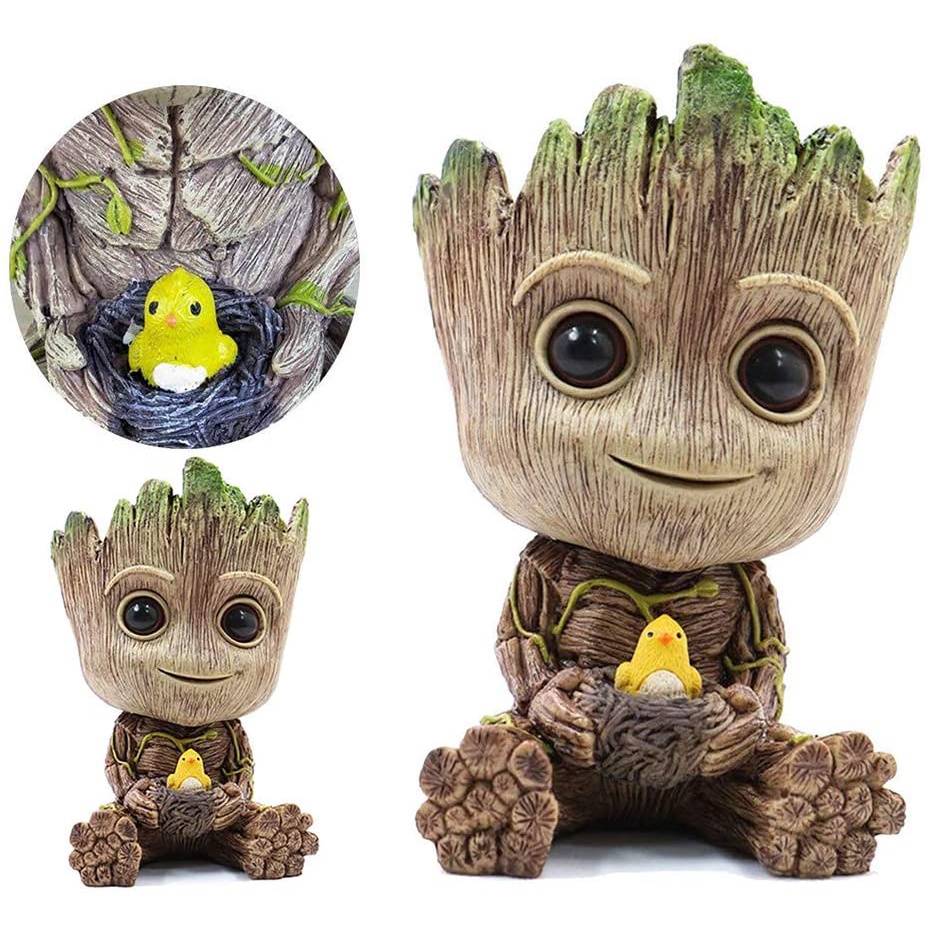 Hot Baby Groot Doll Flower Pot Action Figures Toy Tree Man Cute PVC Pen ...