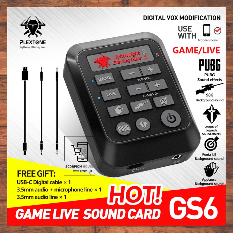 [GADGET SCORPION] PLEXTONE GS6 Game Live Sound Card Mixer Streaming ...