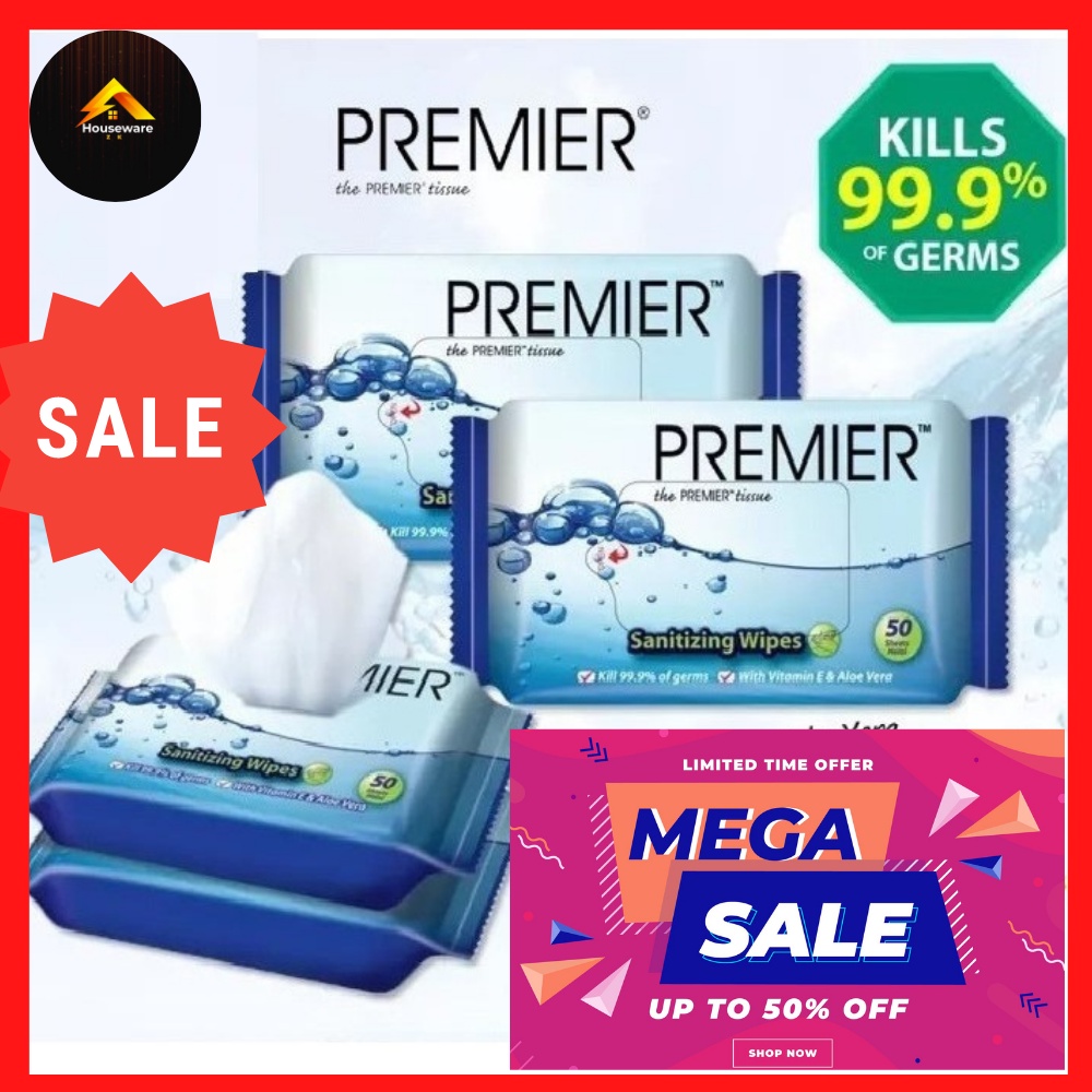 PREMIER Wet Sanitizing Wipes Tissue/Sanitizing Tissue🔥Ready Stock🔥 Tisu ...