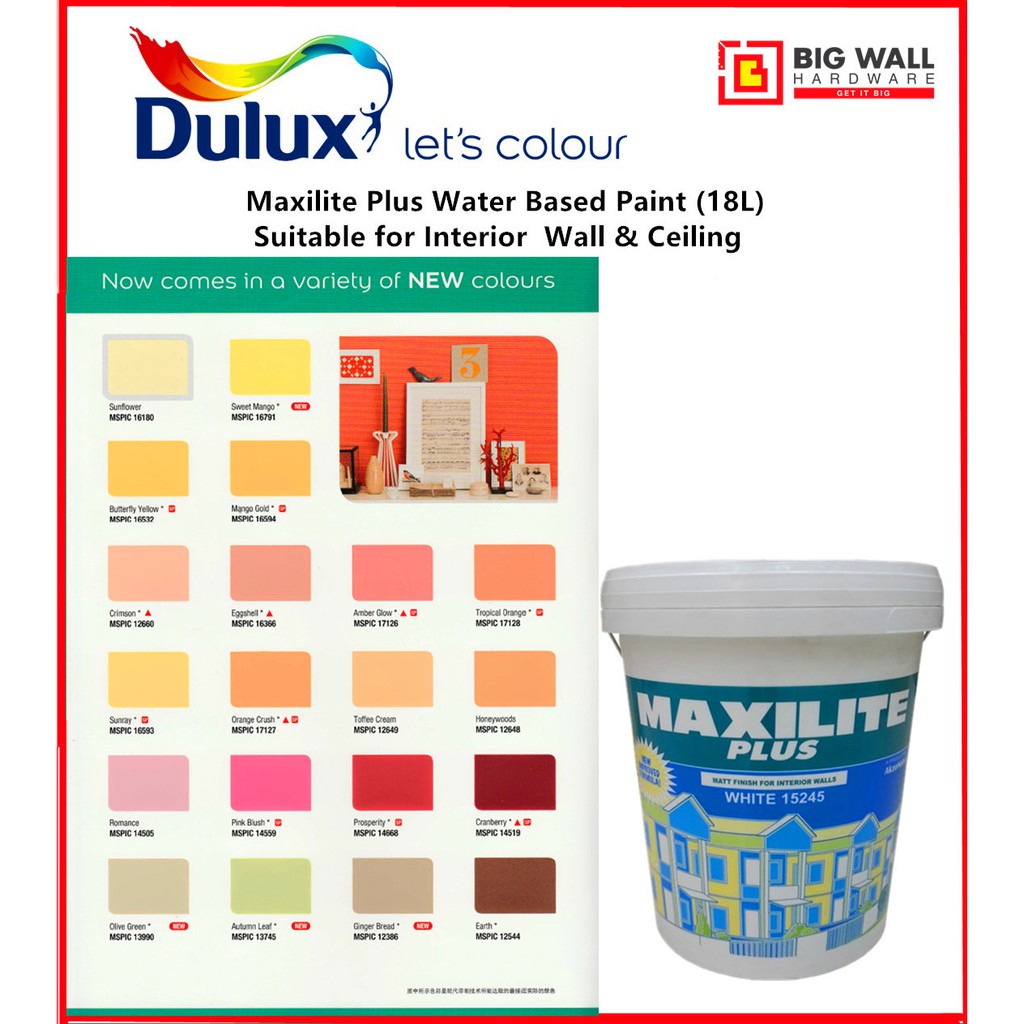Maxilite Plus Emulsion Paint (18L) P2 *Interior Wall & Ceiling Water ...