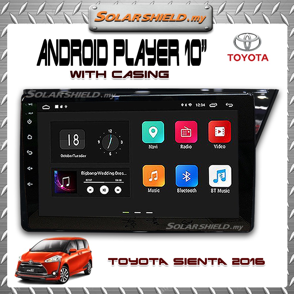 Toyota Sienta 2016 10'' Android Player GPS Waze + Casing (Set) With ...