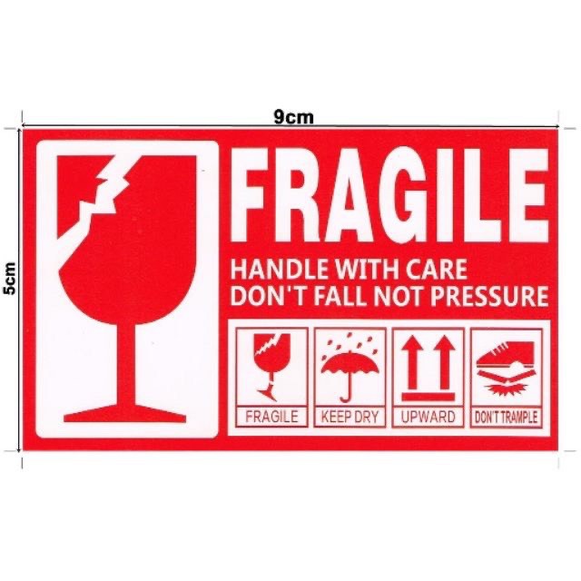Fragile Sticker 9CM X 5CM WARNING LABEL POSLAJU COURIER MUDAH PECAH ...