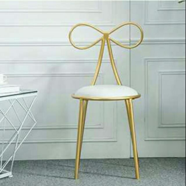 Vanity Bow Chair in gold color frame | Shopee Malaysia