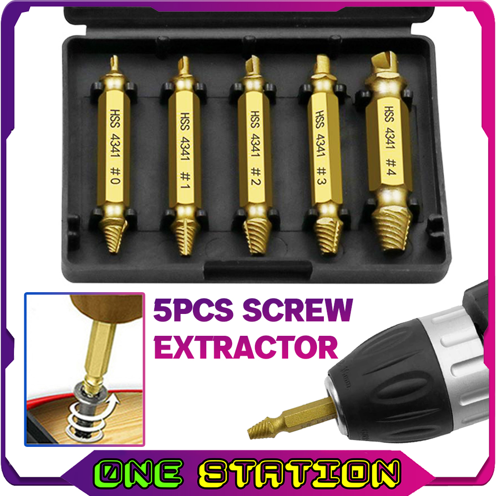 5PCS 4341 Easy Out Speed Out Broken Bolt and Damaged Screw Extractor ...