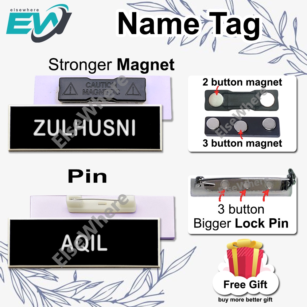 Name Tag MAGNET, Name Tag PIN Untuk Tag Nama Sekolah Cikgu, Nama Tag ...