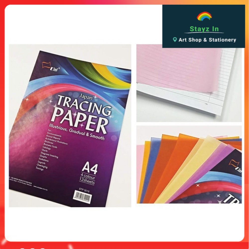 Tracing Paper Uni Paper A4 Japan Tracing Paper White 15 Sheets 4 Color ...