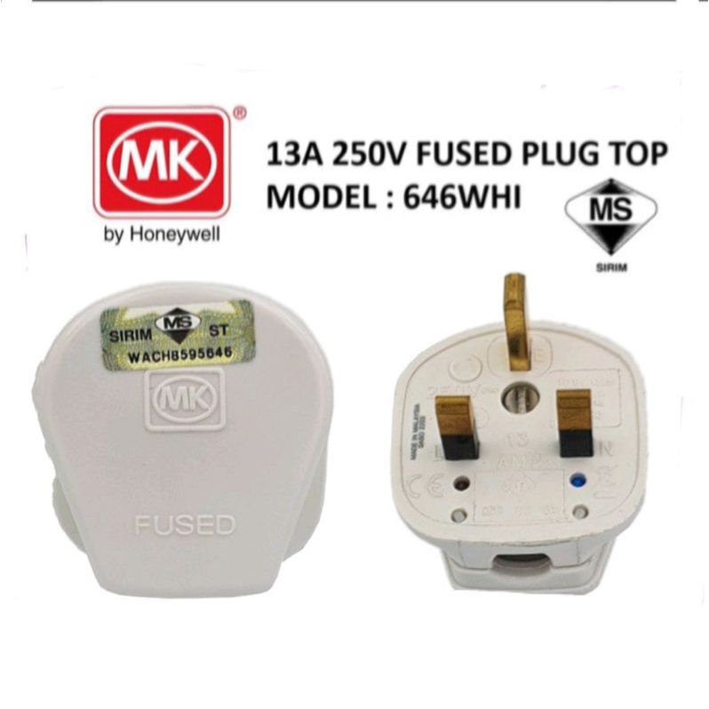 *READY STOCK* MK 646WHI 13A HEAVY DUTY (BAKELITE MATERIAL) PLUG TOP/MK ... *READY STOCK* MK 646WHI 13A HEAVY DUTY (BAKELITE MATERIAL) PLUG TOP/MK ...