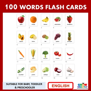 First 100 Words Flash Card Early Learning Flash Card for Baby Flash ...