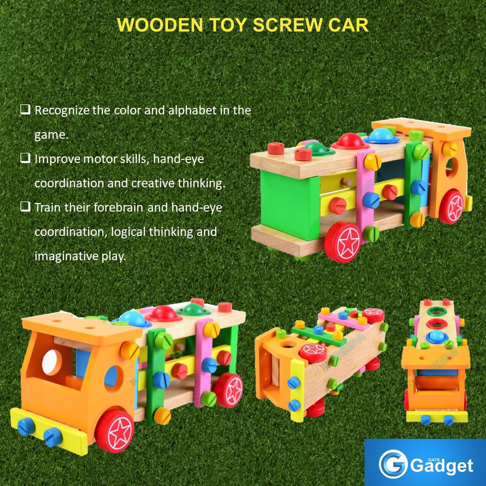 【READY STOCK】Reassembly Screw Car Wooden Toy Disassemble Table Nuts ...