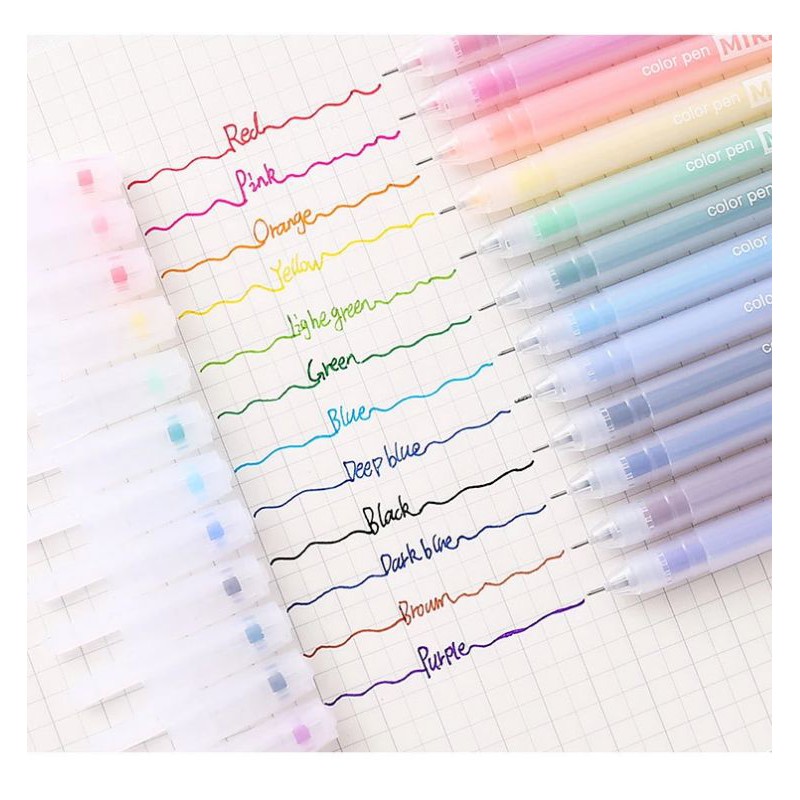 12 Colors/set Water Color Gel Pen Colourful Highlight pen Artwork Pen ...