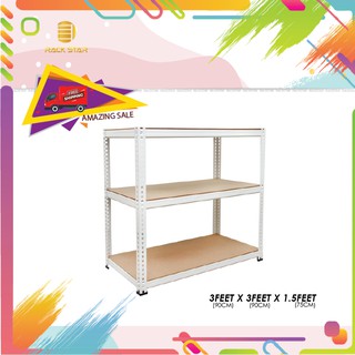 Rak besi serbaguna / diy boltless rack (3x3x1.2, 3 level, white) RAK ...