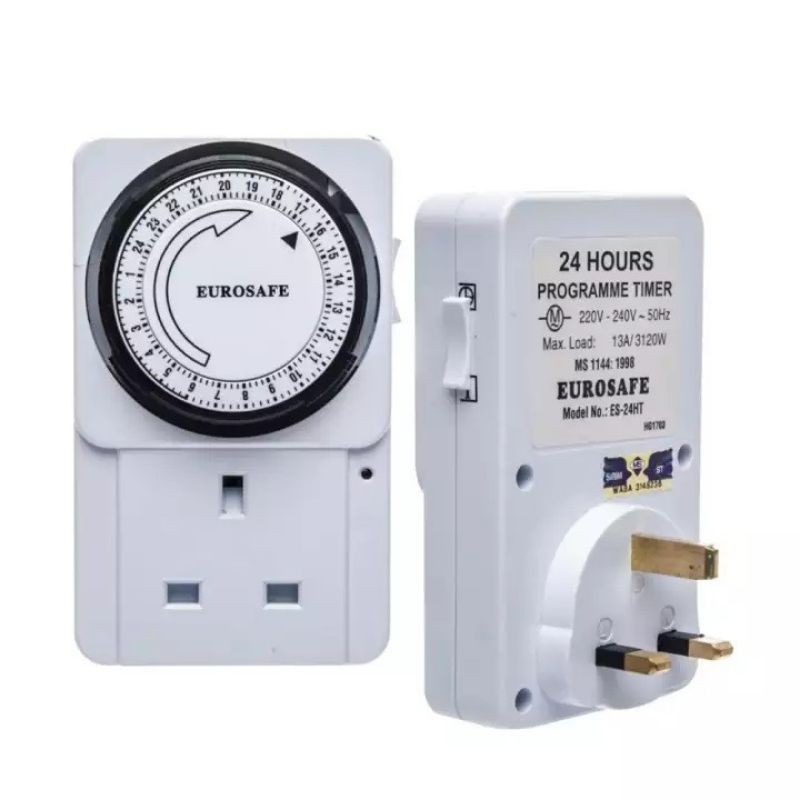 24 Hours Analog Programme 3 Pin Plug Timer / Switch Socket Plug with ...