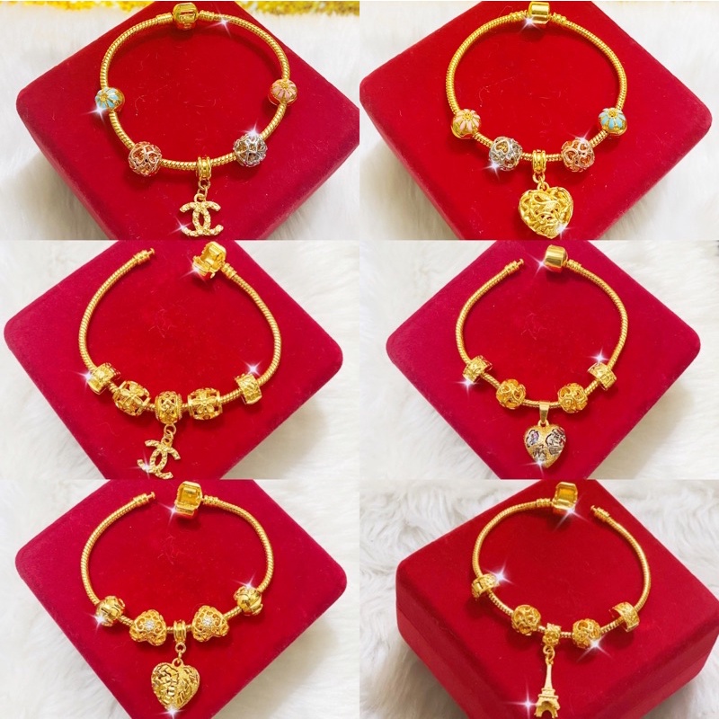 PANDORA FULL GOLD , MIX CHROME , 3 COLOUR SET CHARM , BEADS , STOPPER ...