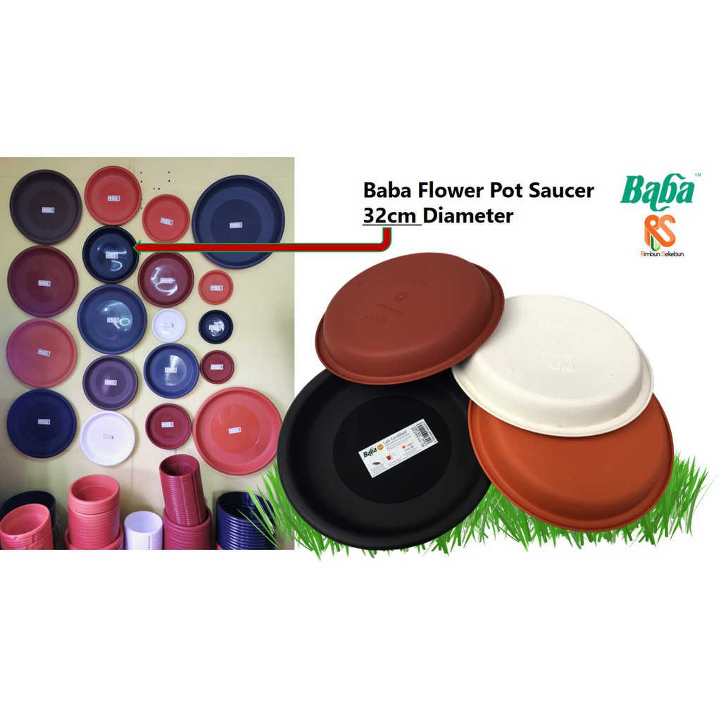 Baba 916 Flower Pot Saucer Piring Pasu Diameter 32cm White Brown Cotta ...
