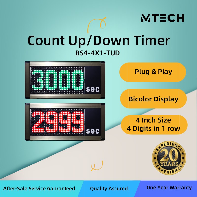 4 Inch Red/Green LED Count Up/Down Timer by Second 1 Row 4 Digits ...