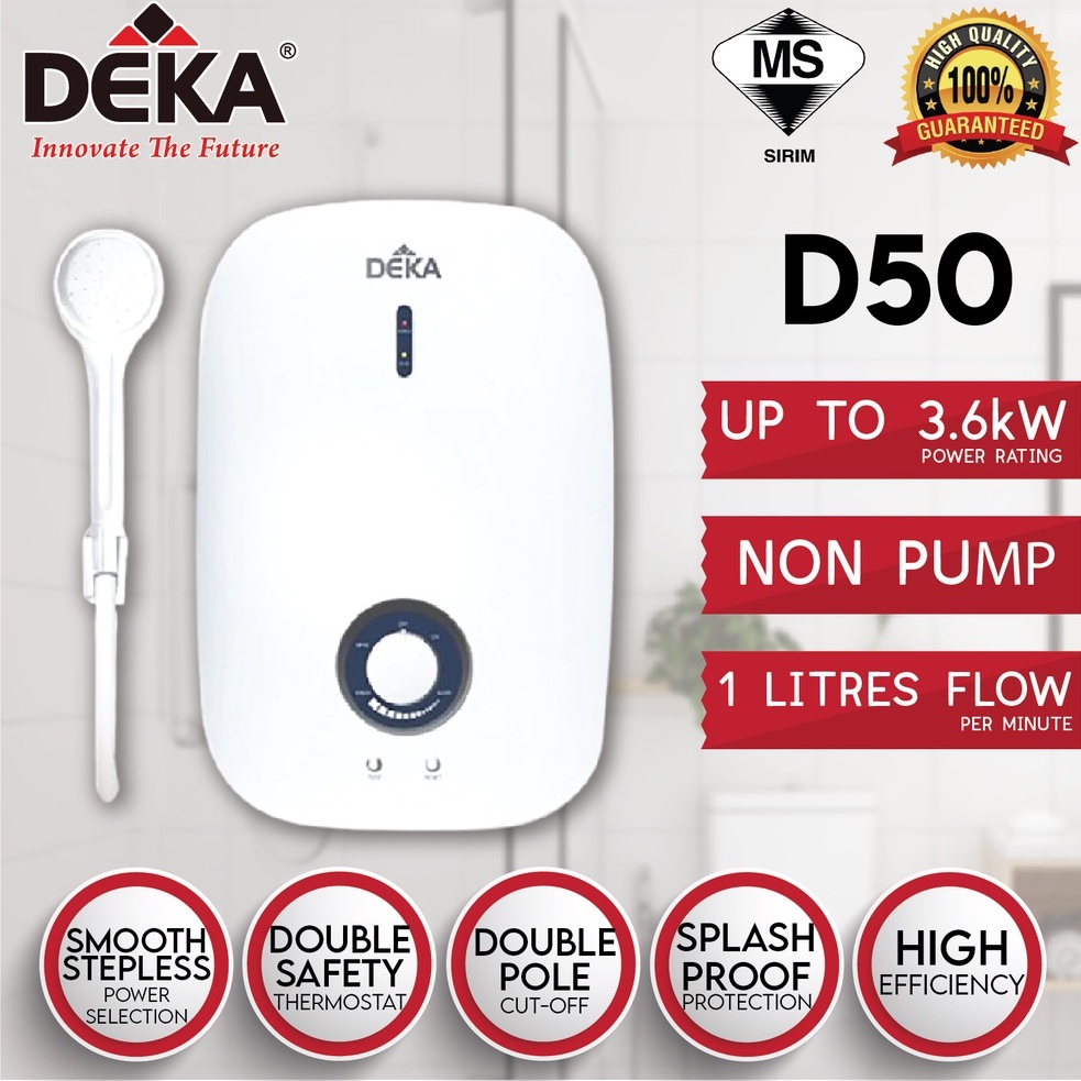 DEKA D50 Water Heater without Pump (WHITE) | Shopee Malaysia