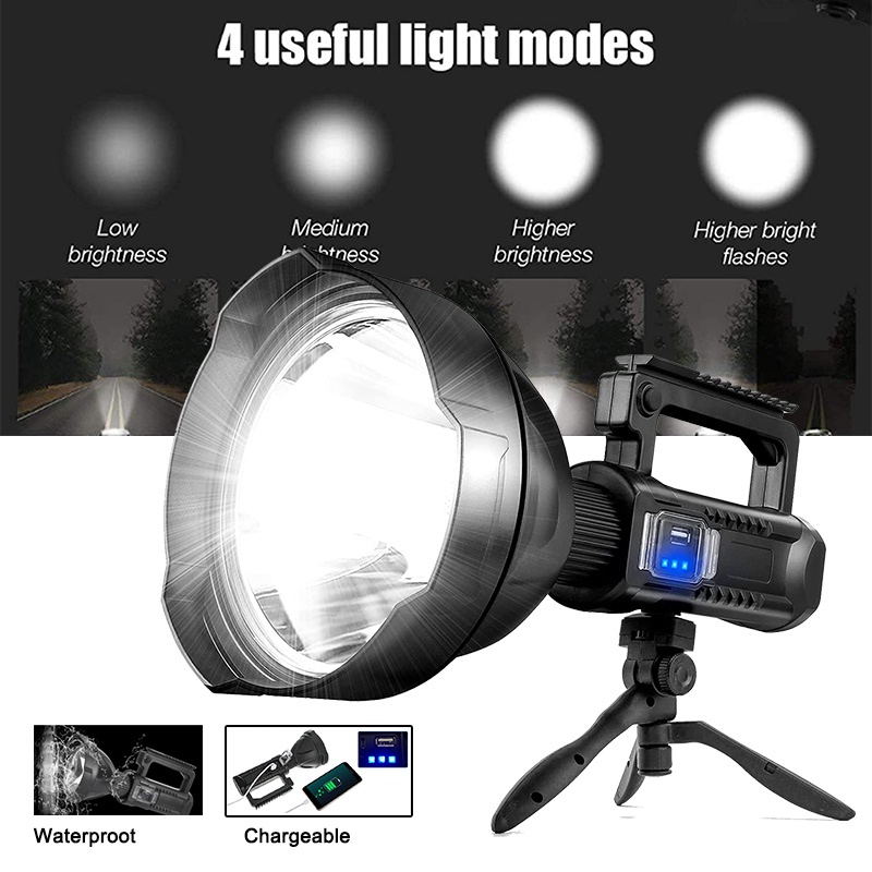 [Stock In Malaysia]Portable LED Searchlight Spotlight Big Beam Long ...